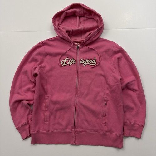 Pink Life is Good Zip Hoodie Women’s Large | eBay