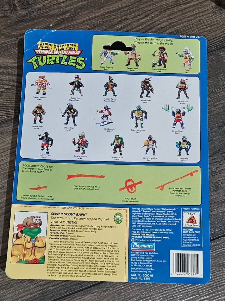 Teenage Mutant Ninja Turtles TMNT Wacky Wild West Sewer Scout Raph 1992 ...