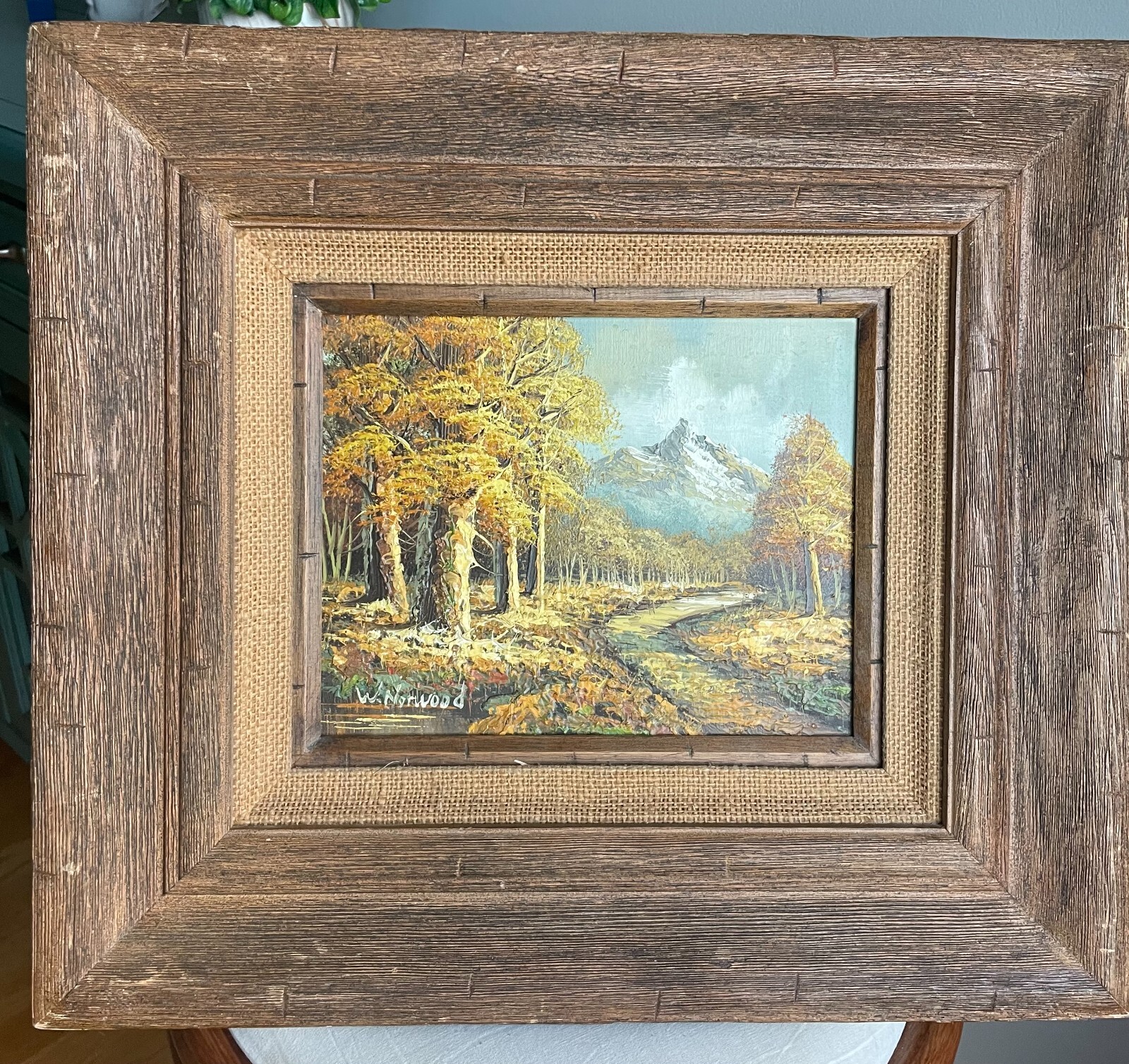 Autumn Fall Mountain Landscape, W. Norwood Original Oil Painting ...