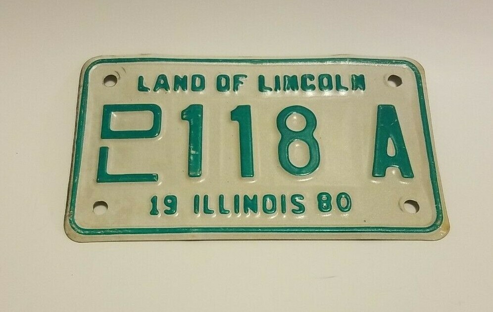 Vintage 1980 Illinois Dealer License Plate 118A Land of Lincoln - Green ...
