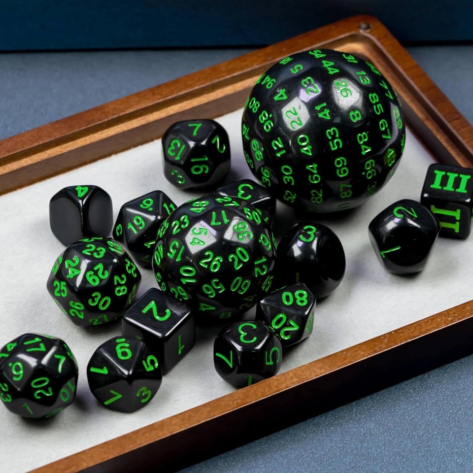 15 Pieces Complete Polyhedral DND Dice Set D3-D100 Spherical D&D Dice ...