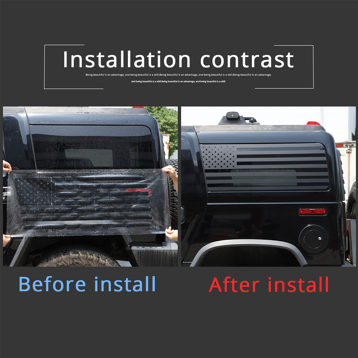 Fit For Humme-r H2 2003-2009 Window Decal American US Flag Sticker Rear ...