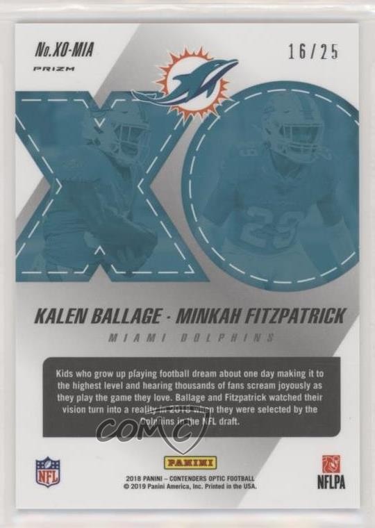 2018 Contenders Optic Blue Prizm 16/25 Kalen Ballage Minkah Fitzpatrick ...