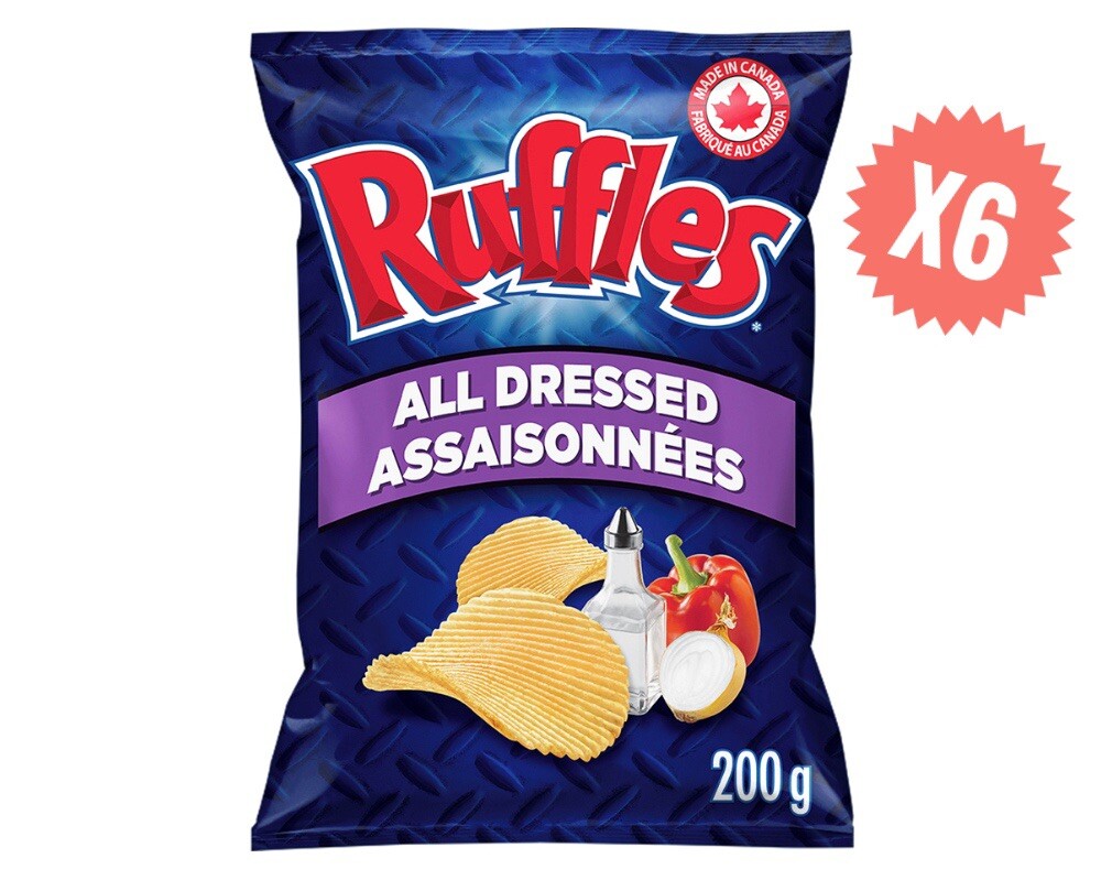 6 BAGS - ALL DRESSED Ruffles Chips 200g Canada Canadian Snacks | eBay
