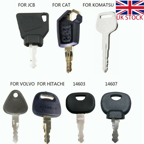 7 KEY Master PLANT/ EXCAVATOR EQUIPMENT KEY SET FOR JCB CAT VOLVO 14603 ...
