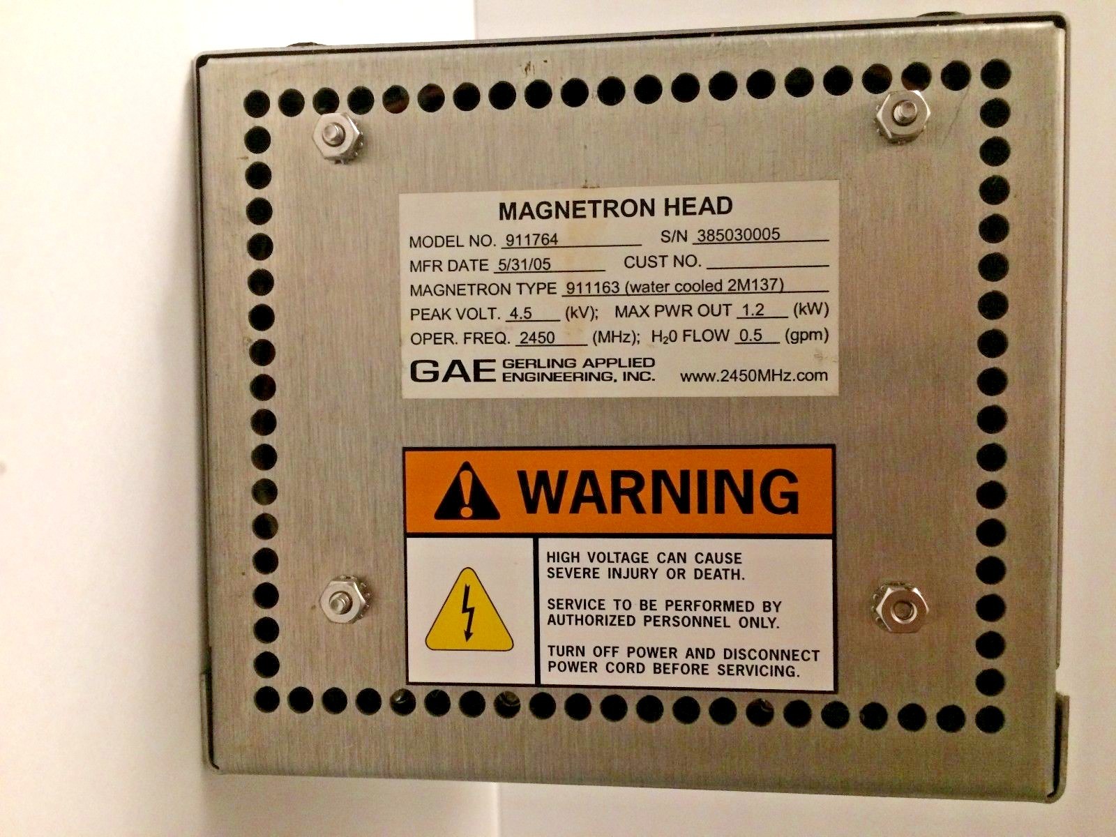 Microwave Head Assy 1.2KW build in Magnetron Filament PS 2.45GHz WR284 ...