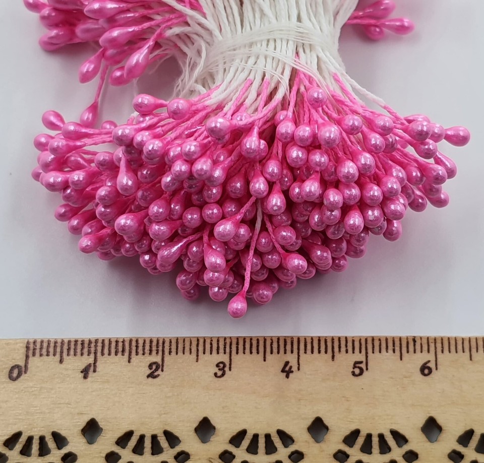 290 Double Heads Artificial Pearl Flower Stamens 3mm Craft Wedding Cake ...
