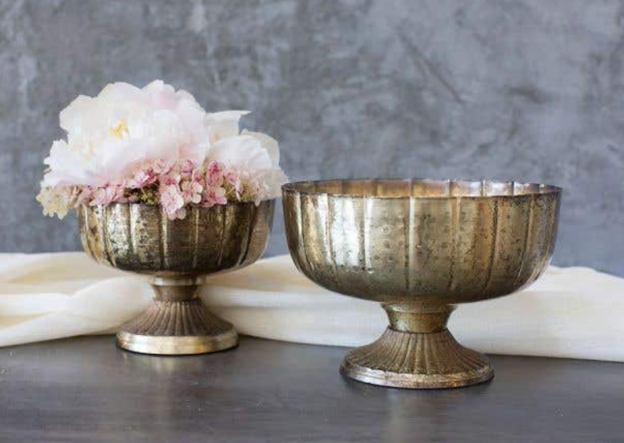 Afloral Distressed Gold Metal Compote Bowl for sale online | eBay