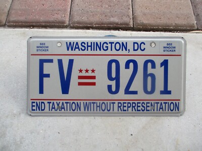 Washington D.C. end Taxation license plate # FV 9261 | eBay