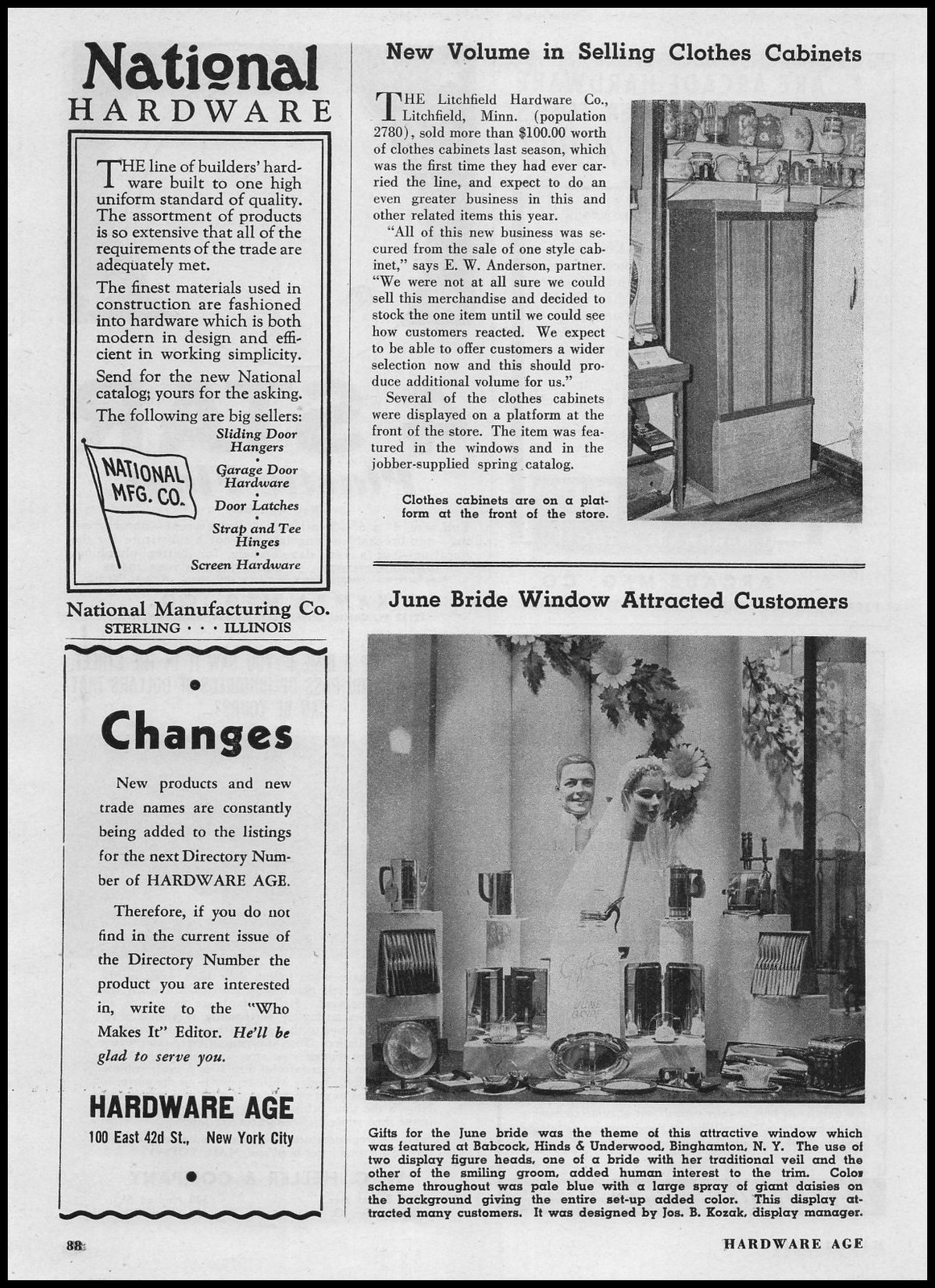 1942 Babcock Hinds Underwood Bride Display Photo Binghamton NY Article ...