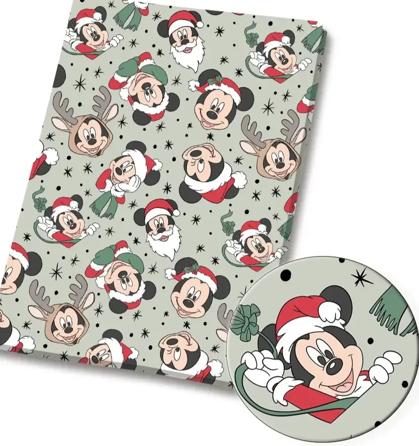 Disney Christmas Mickey Mouse Santa polyCotton Fabric Half Yard (18” x ...