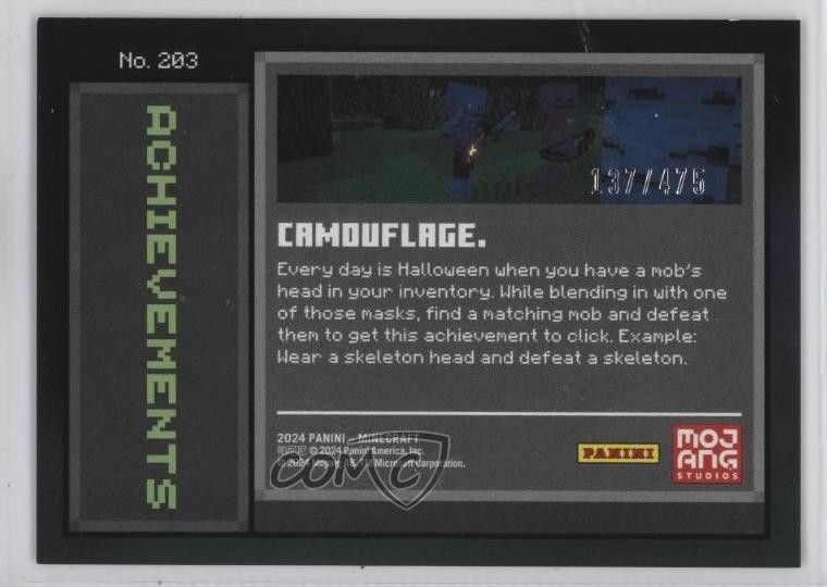 2024 Panini Minecraft Achievements Iron /475 Camouflage #203 1i7m | eBay