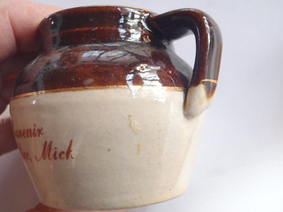 Vintage Cadillac Michigan Miniature JUG Stoneware Advertising Bean Pot ...