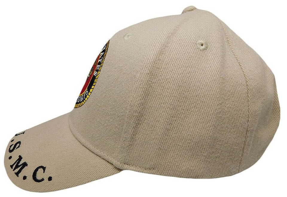 US Marine Corps U.S.M.C. Round Emblem Logo Khaki Cap Hat - Officially ...