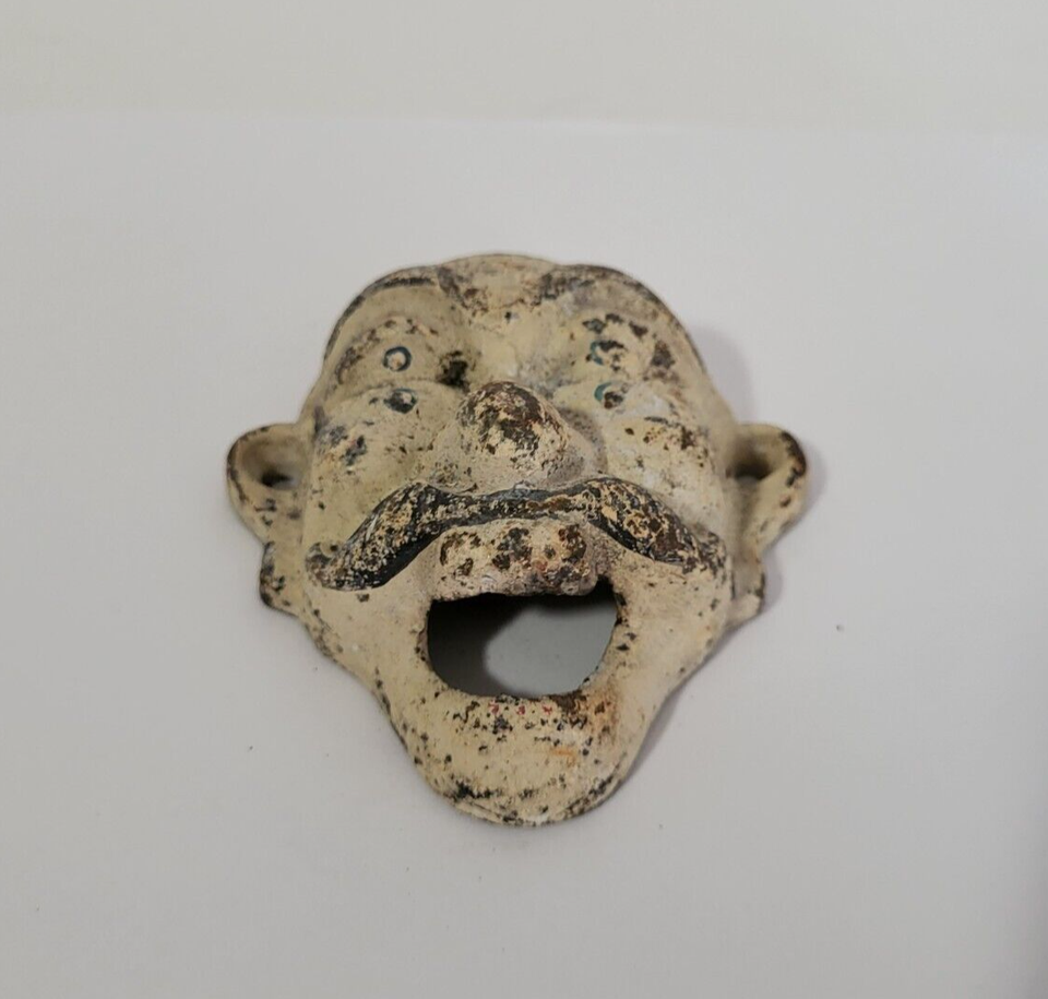 Vintage Rustic Cast Iron Figural 4 Eye Man Wall Mounted Bottle Opener ...