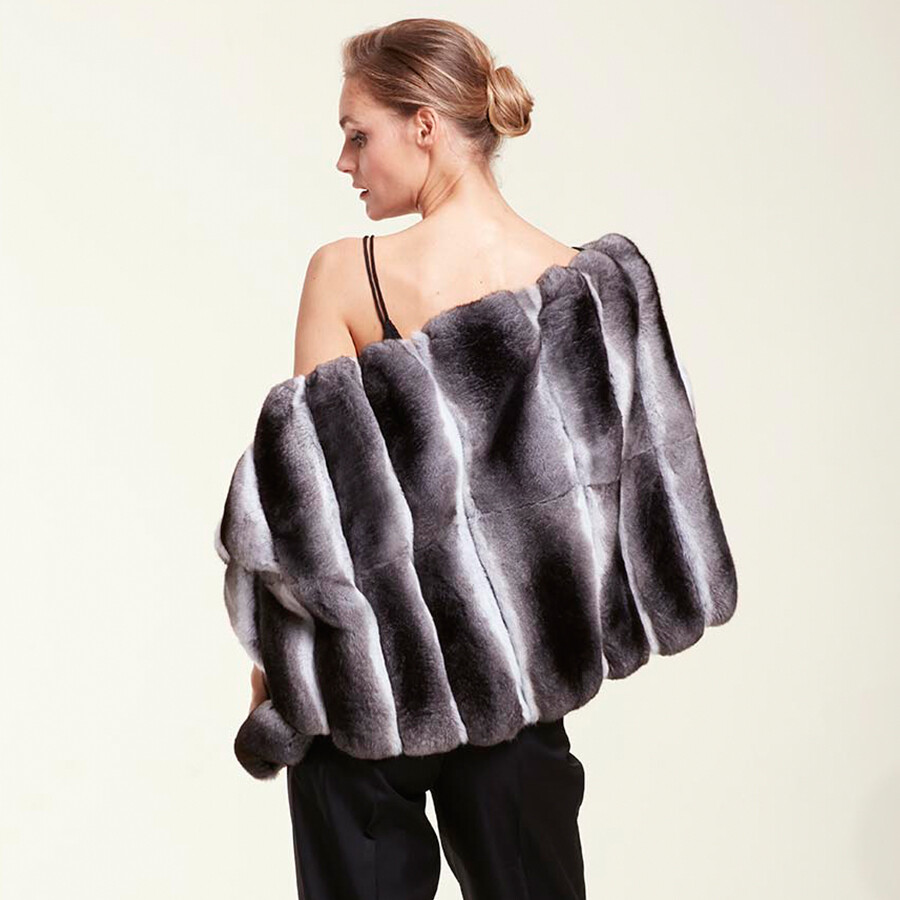 Women's Chinchilla Real Rex Rabbit Fur Scraf Winter Warm Elegant Fur ...