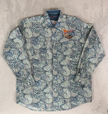 Roper Elite Shirt Mens L Rodeo Logos Paisley Western Button Mach3 Pro ...