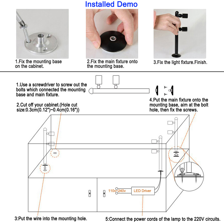 LED Pole Light Fixture Museum Display Cabinet Desk Showcase Lamp ...