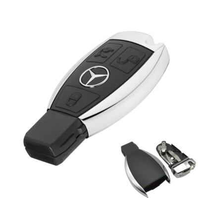 Replacement For Mercedes Key 3 Button, 2 Batteries Slot Key Fob Casing ...