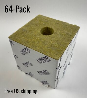 Grodan Pargro Rockwool Grow Blocks Cubes 6 x 6 x 6 in w/ Hole Set of 64 ...