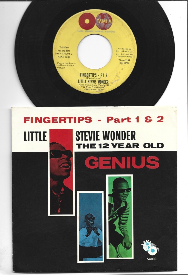 MOTOWN SOUL 45 w/ PIC SLEEVE - LITTLE STEVIE WONDER - FINGERTIPS -HEAR ...