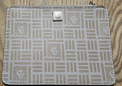Anne Klein Women AK Lion Logo Flat Clutch Purse Tan/Off White | eBay
