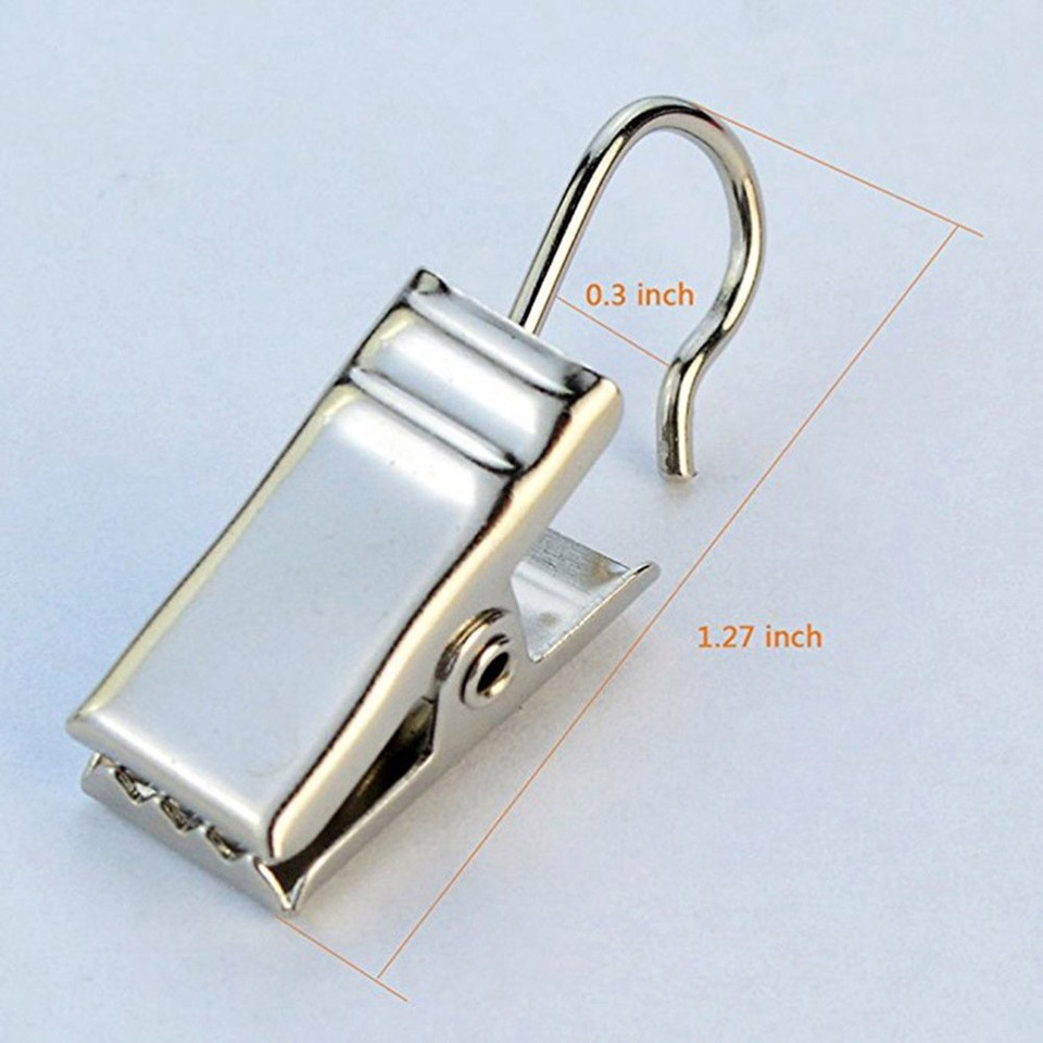 50 Pcs Small Hooks Wide Flat Clips Curtain Buckle Mini Drapery Rings ...