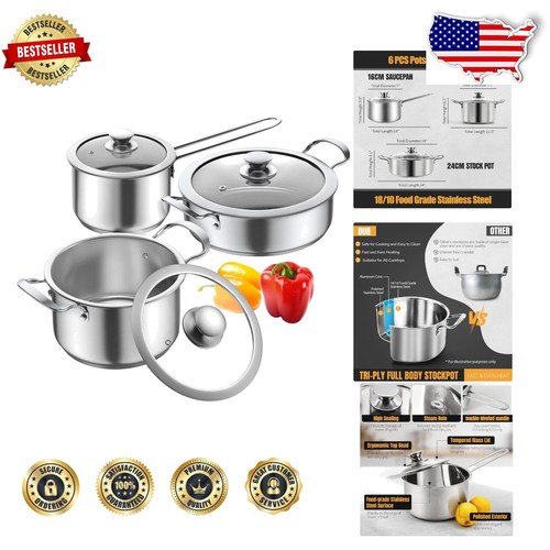 Versatile Stainless Steel 6-Piece Cookware Set – Dishwasher Safe ...