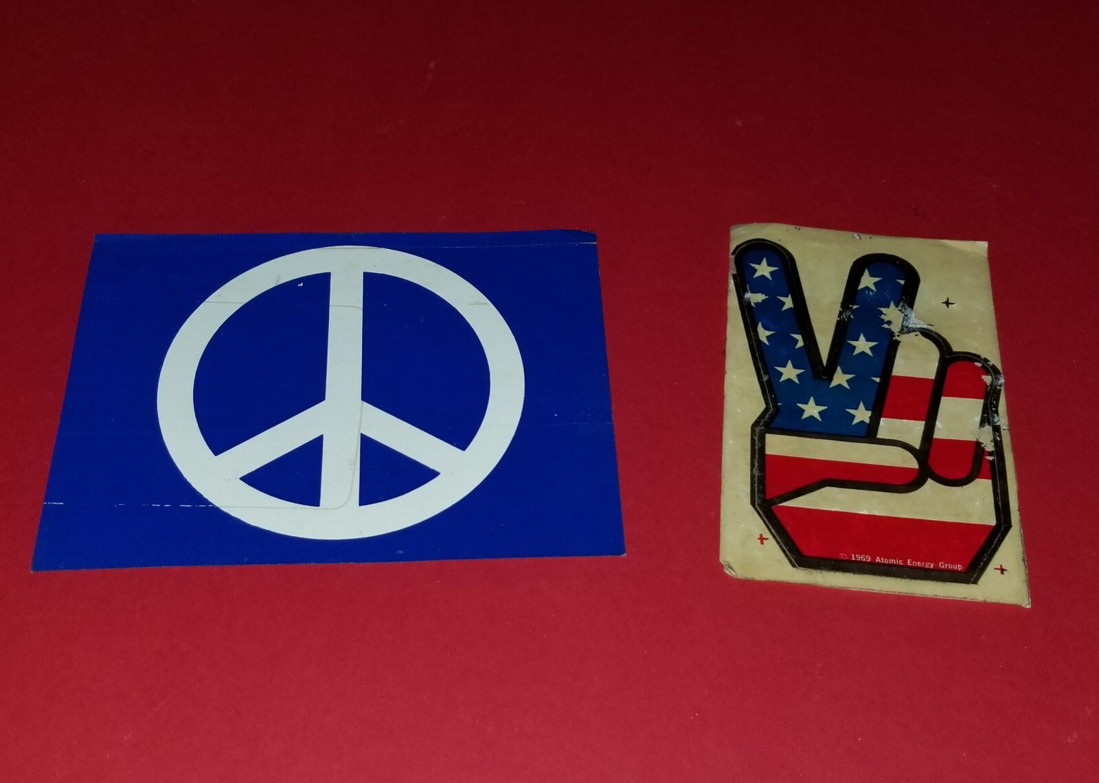 VINTAGE 1960 & 70S PEACE PROTEST MOVEMENT 2 PEACE EMBLEM DECAL'S ANTI ...