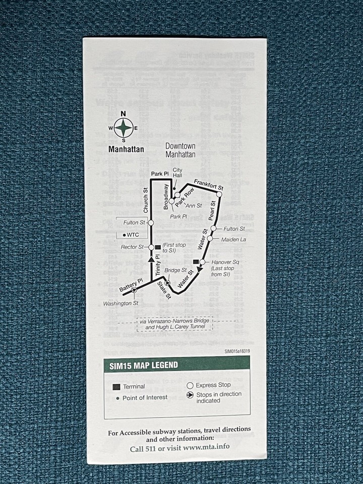 New York City MTA NYC Transit Staten Island Express Bus Timetable SIM15 ...