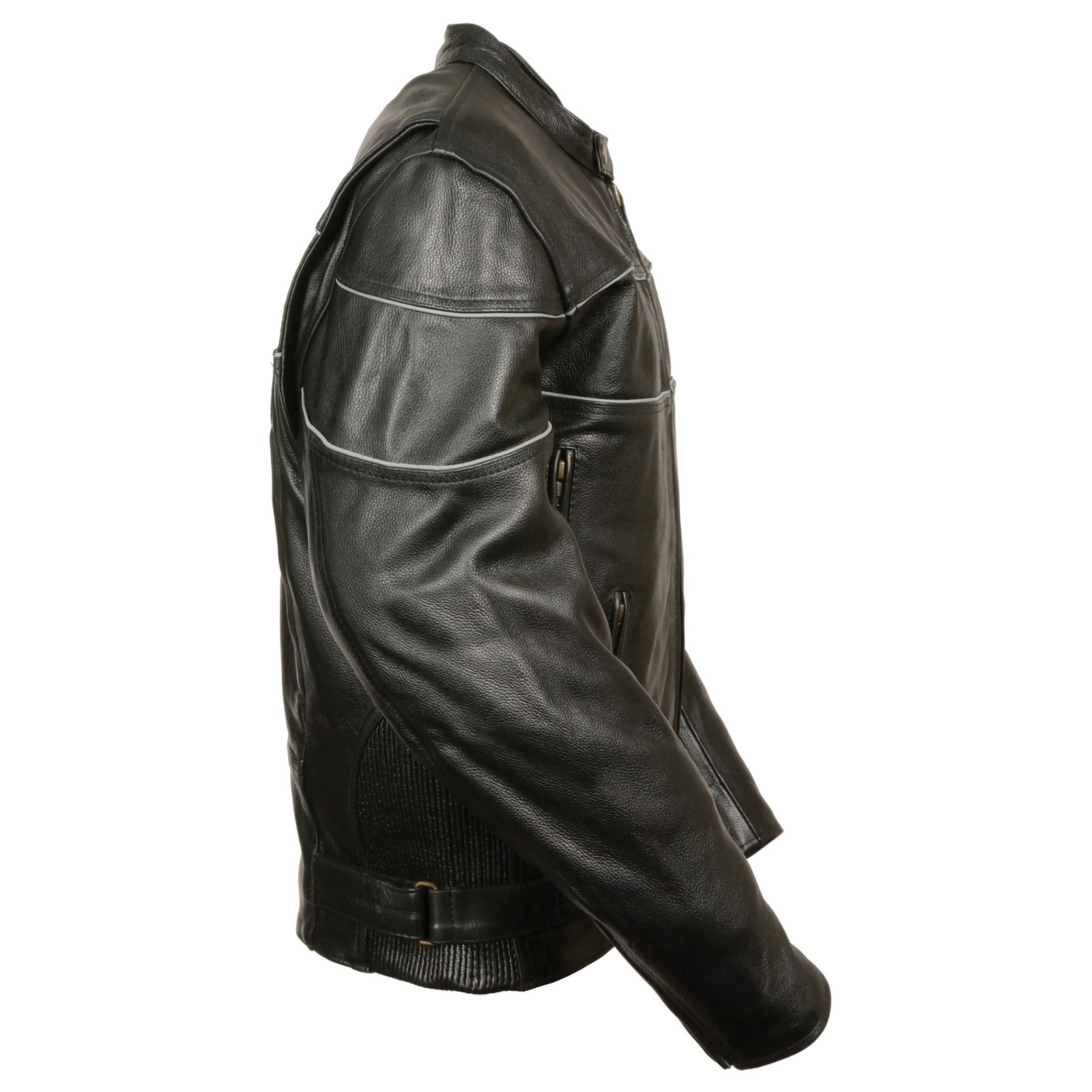 MILWAUKEE LEATHER MENS SIDE STRETCH MOTORCYCLE JACKET w/ REFLECTIVE ...