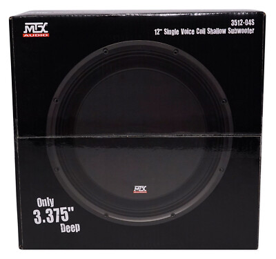 MTX 3512-04S 12" 600 Watt Shallow Mount Car Audio Subwoofer Slim Sub ...