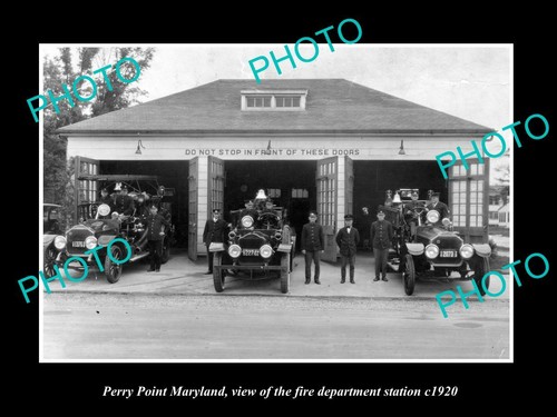 OLD POSTCARD SIZE PHOTO OF PORT PERRY MARYLAND FIRE DEPARTMENT STATION ...