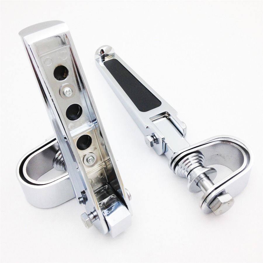 Chrome Anti-Vibrate Engine Guard Foot Pegs + Clamps For Suzuki V-Strom ...