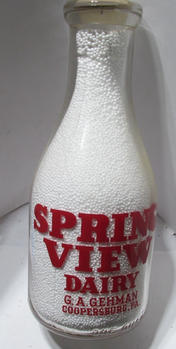 vintage qt pyro milk bottle spring View Dairy G.Gehman Coopersburg,Pa ...
