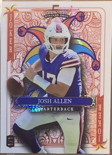 JOSH ALLEN RED SCOPE COLOR MATCH JOKER #1/1 - 2024 5 CARD DRAW STACKED ...
