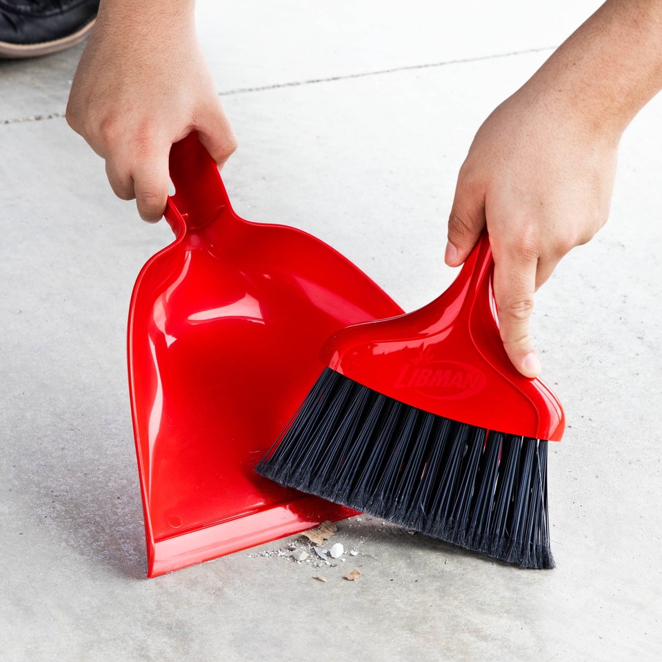 Libman Whisk Broom with Polypropylene Dustpan -Red Black Fibers | eBay