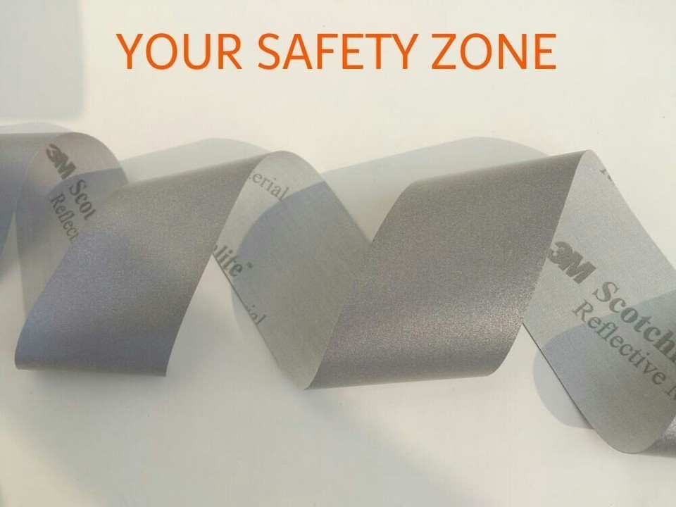 3M 8910 HI VISIBILITY REFLECTIVE SEW ON TAPE, 1" or 2", SILVER, CHOOSE ...