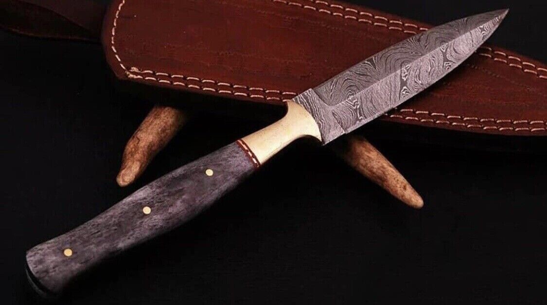 9" Double-Edged V42 Military Damascus steel Dagger boot Knife Camel ...