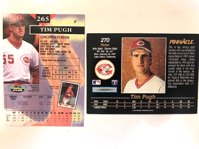 MLB - Tim Pugh 1993 Topps Stadium Club & 1993 Pinnacle Rookie Prospect ...