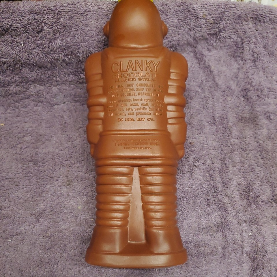 Vintage CLANKY CHOCOLATE FLAVOR SYRUP Bottle SPACEMAN 1960s Advertising ...