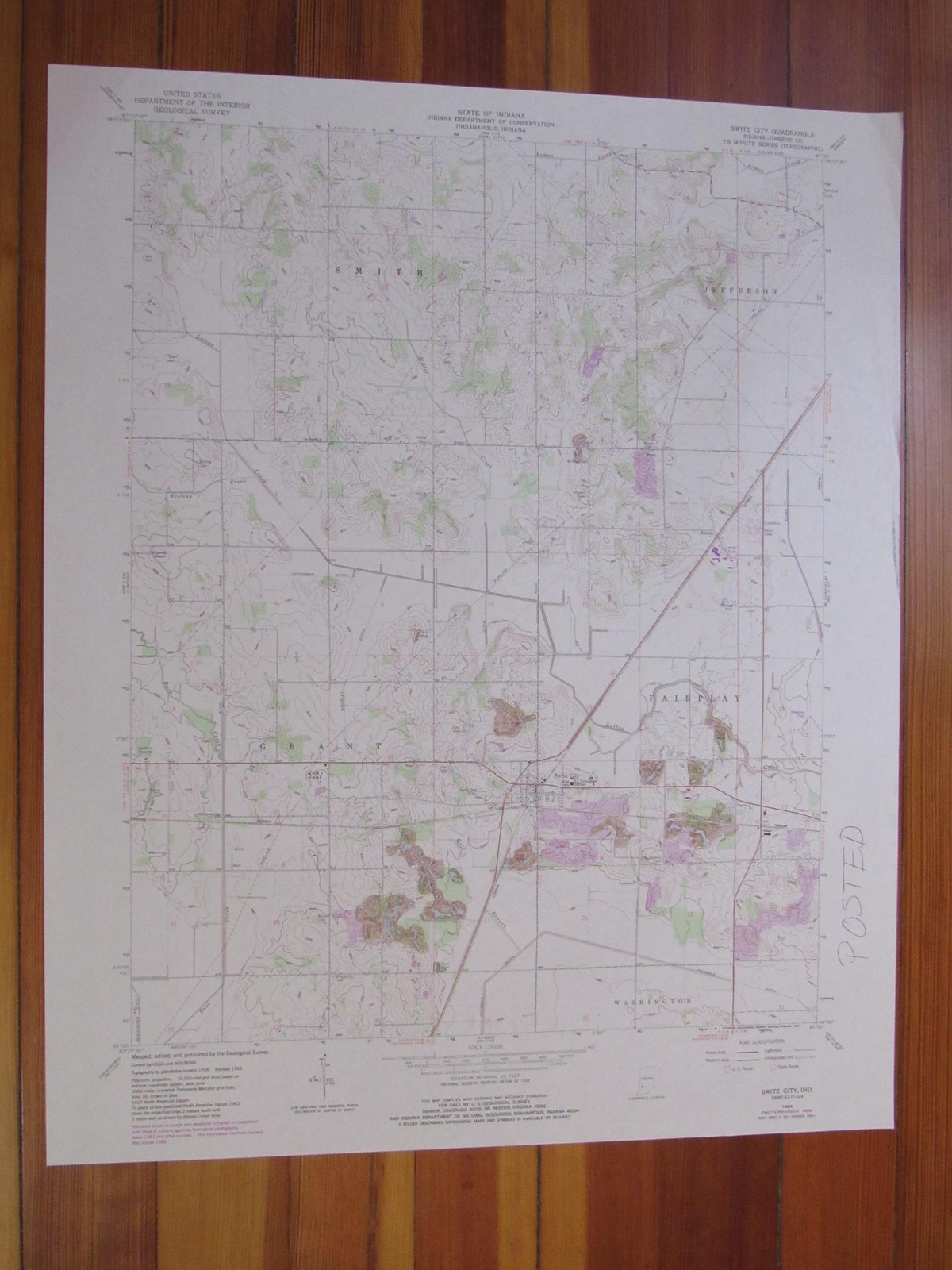 Switz City Indiana 1987 Original Vintage USGS Topo Map | eBay