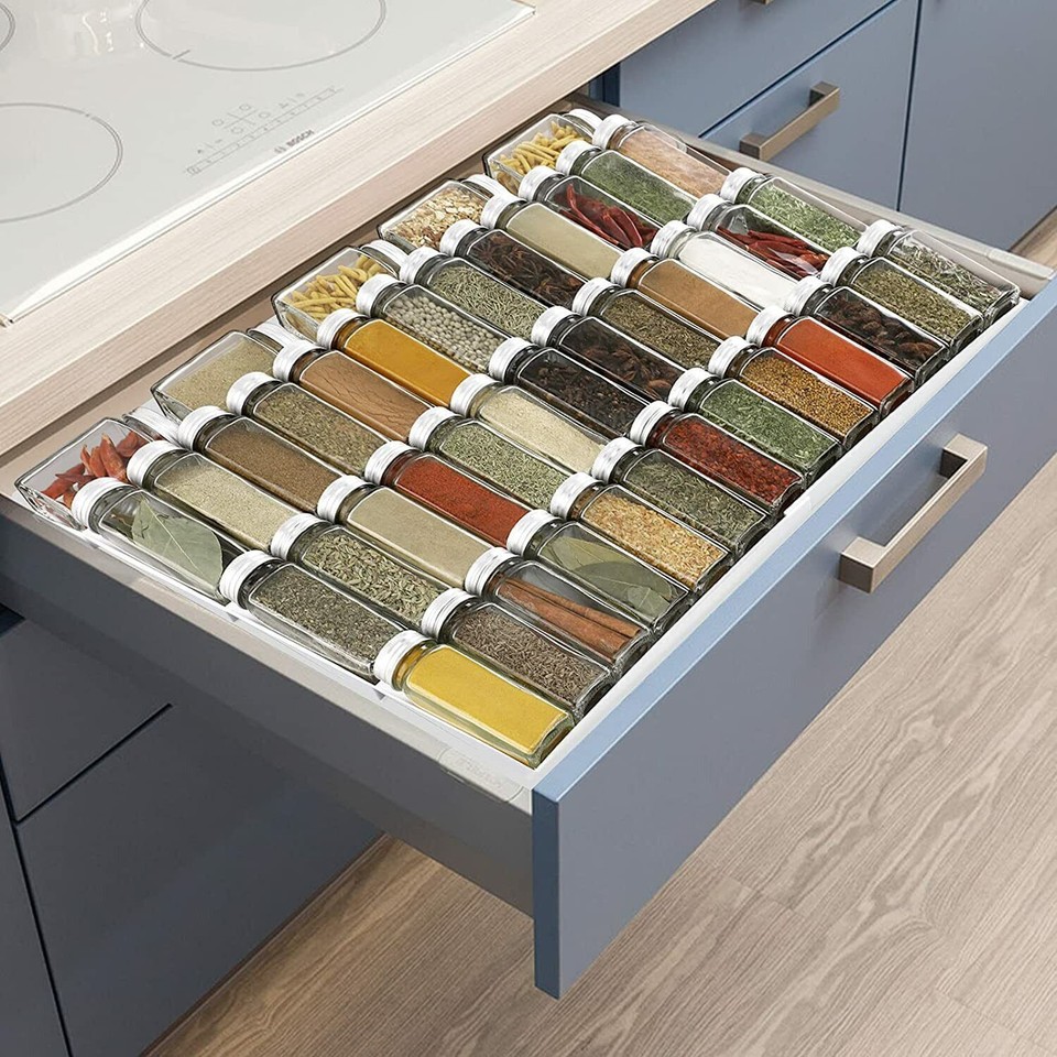 Spice Rack Drawer Organizer, 4 Tier Expandable 30cm to 59cm Seasonings ...