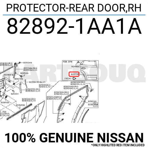 828921AA1A Genuine Nissan PROTECTOR-REAR DOOR,RH 82892-1AA1A | eBay