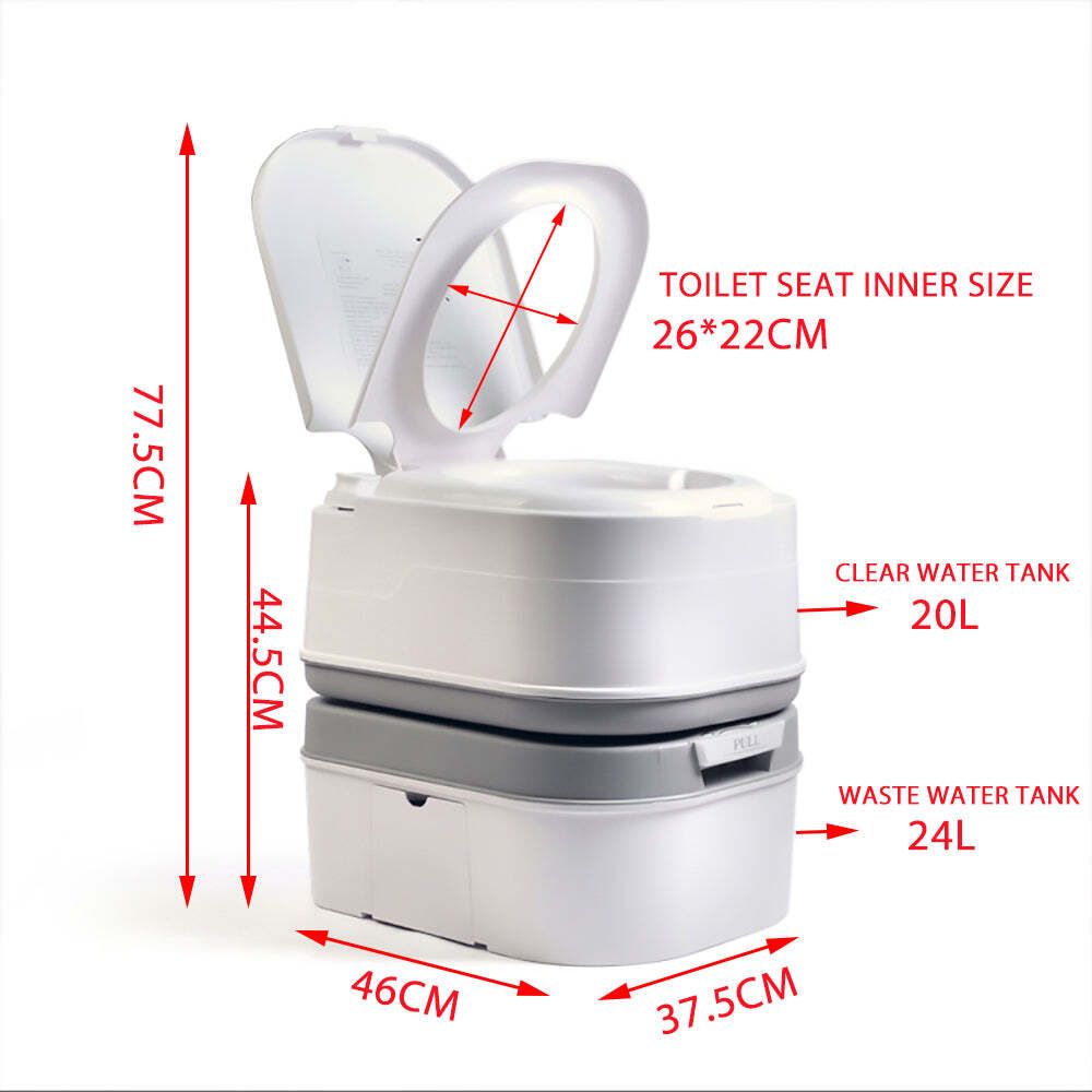 Portable Camping Toilet Flushable Outdoor Potty Sealed Tank w Travel ...