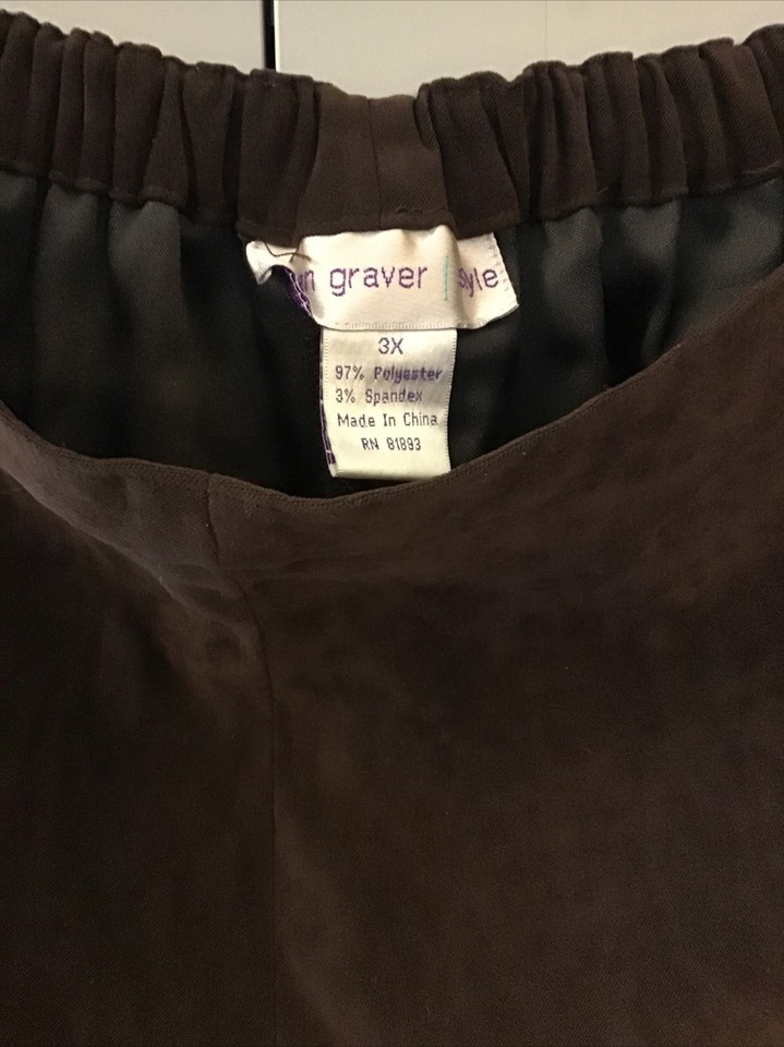 Susan Graver Style Poly Faux Suede Pullon Elastic Waist Pants Size 3X ...