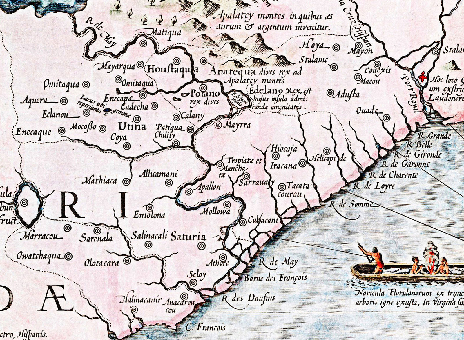 1636 Map Florida Virginia Indian Village Native American Settlements ...