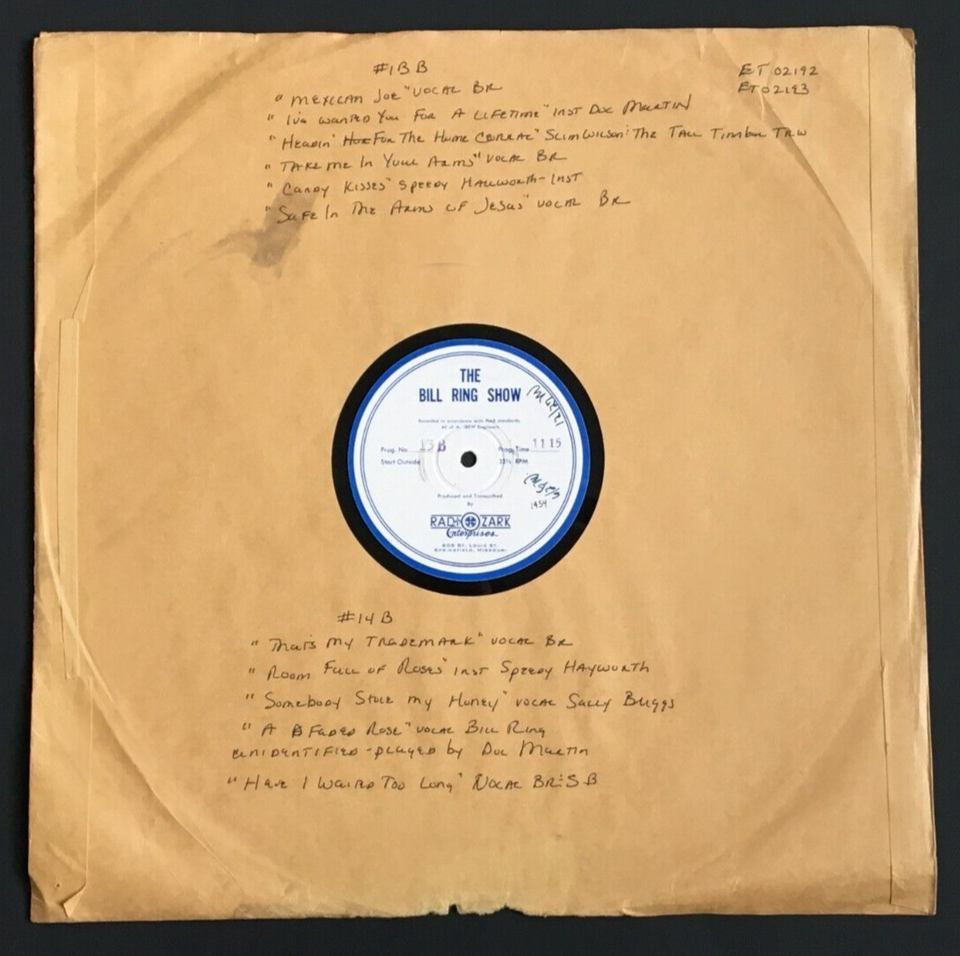3 BILL RING SHOW SPEEDY HAWORTH SLIM WILSON 16" RADIO SHOW ...