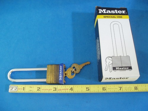 MASTER PADLOCK LONG SHACKLE #8 MADE IN USA BRASS BODY #P812 KEY | eBay
