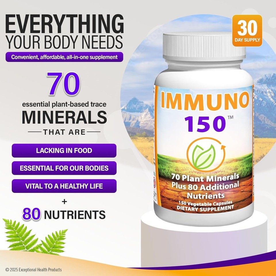 Immuno 150: Immune Support with 70 Minerals, 13 Vitamins & 68 Nutrients ...